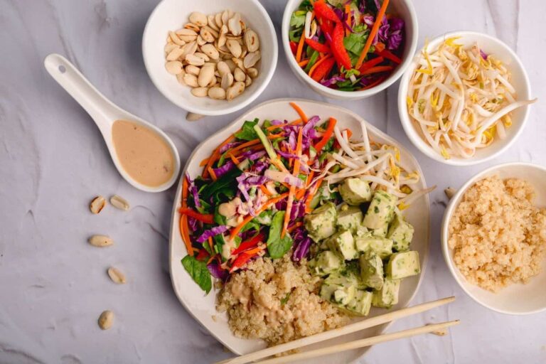 Thai Tofu Poke Bowl with peanut sauce and whole grains - Hangry Recipes